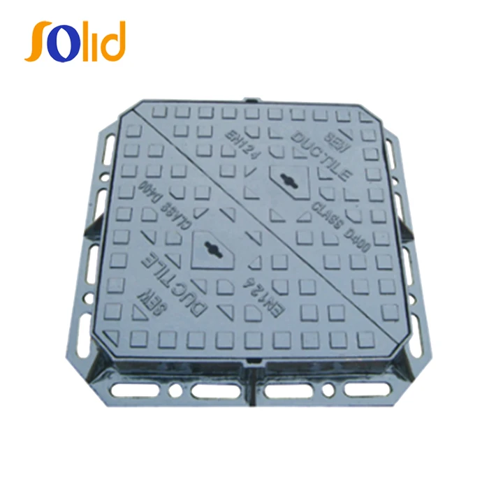 En124 D400 Ductile Cast Iron Square Double Triangular Manhole Cover ...