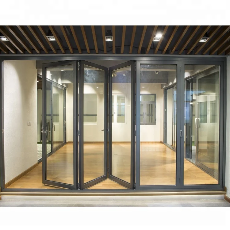 Modern Aluminium Frames Double Glazed Folder Door Interior Folding ...