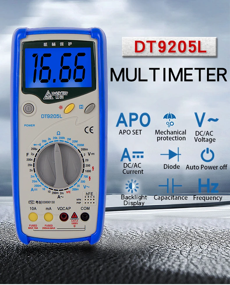 Chy DT-9205L Digital Multimeter - High Precision & Protection