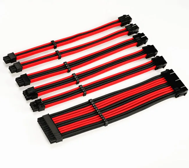 Computer Power Cord Braided Sleeved Psu Extension Atx Power Cable 30cm ...