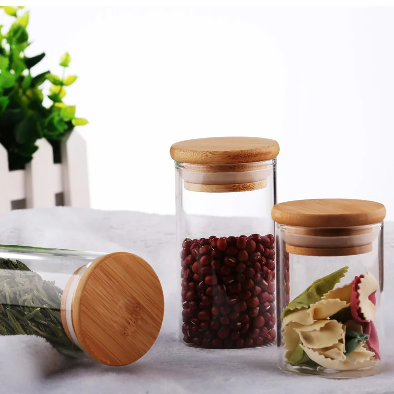Round Pyrex Glass Spice Jars With Metal/wood Lids - Buy Glass Spice ...
