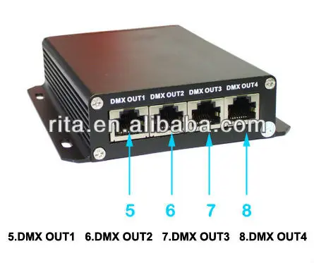 ArtNet to DMX Converter;1 x Ethernet input, 4 x DMX output;2048DMX ...