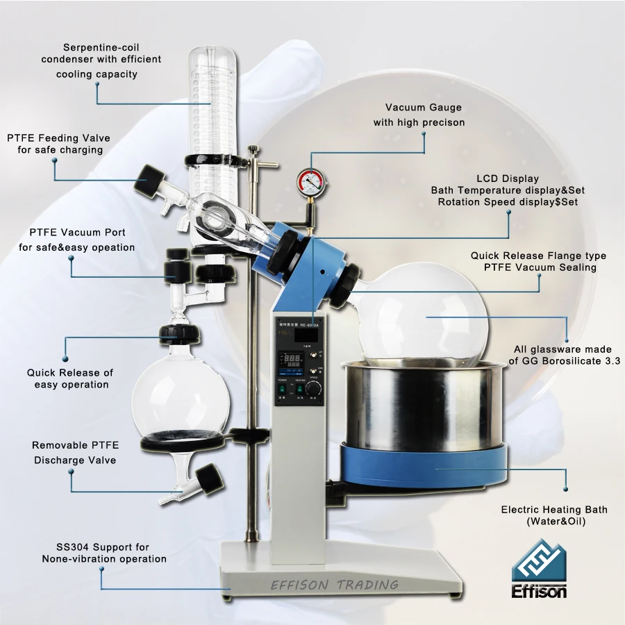 Re-6000at 5l Vacuum Rotary Evaporator With Heating Bath And Chiller ...