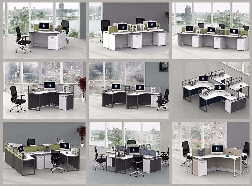 Modern Style Office 6 Seater Workstation With Aluminum Glass Partition ...