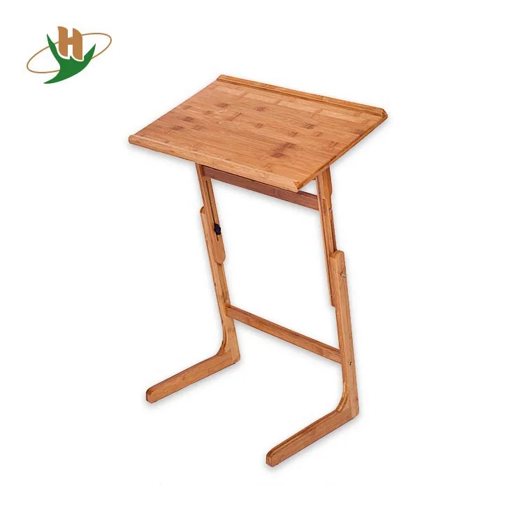 Folding Swivel Height Adjustable Bamboo Wooden Floor Stand Laptop Table ...