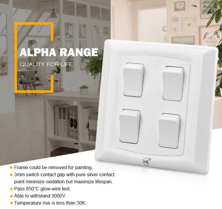 House Plastic Electrical Four Gang Two Way Switch - Buy 4 Gang 2 Way ...