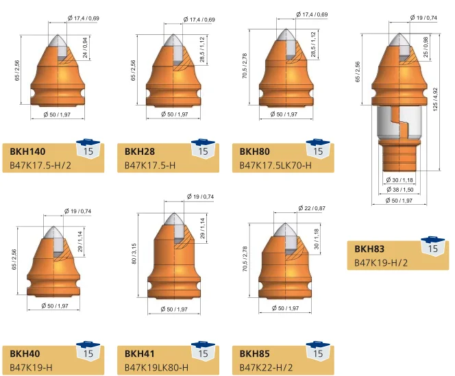 Tungsten Carbide Tips Conical Drill Bit B47k22h Bullet Teeth - Buy ...