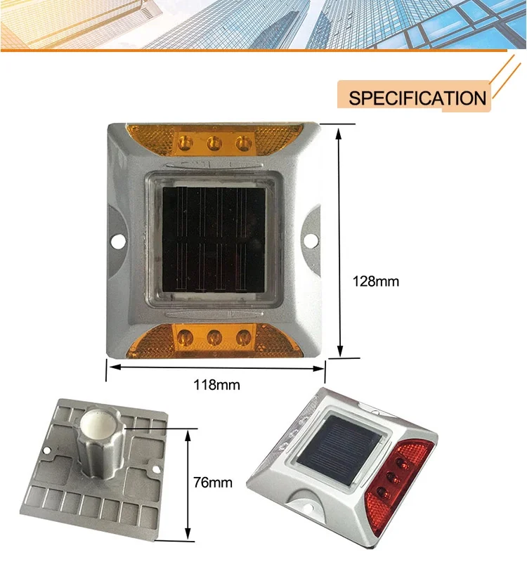 6 Led Reflective Pavement Marker Solar Road Stud - Buy Road Stud Led ...