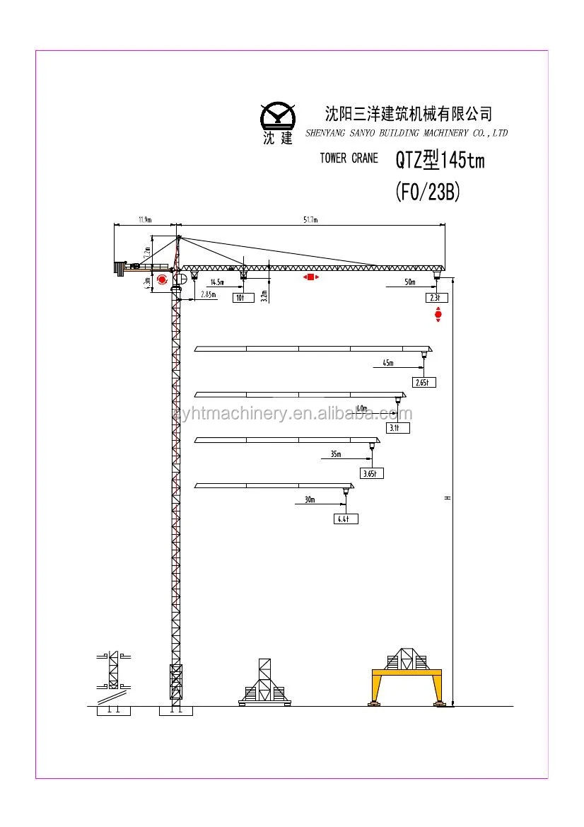 F0/23B Tower Crane - Zoomlion Hammerhead Crane 10t Capacity