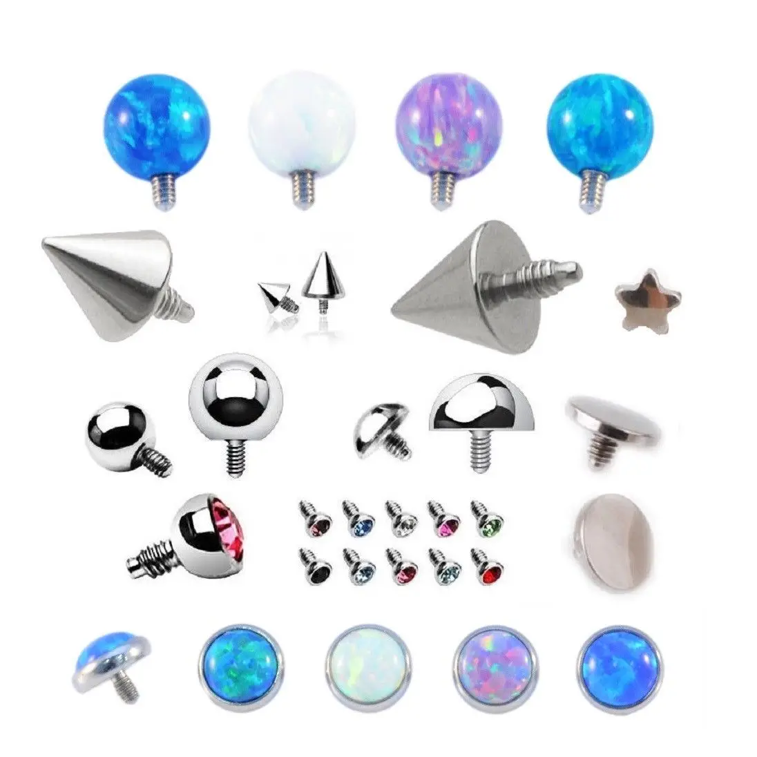 Bezel Set Opal G23 Titanium Micro Dermal Anchor Top Accessories Body ...