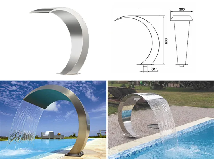 Swimming Pool Water Curtain Cascade Spillway Waterfall For Water Pool ...