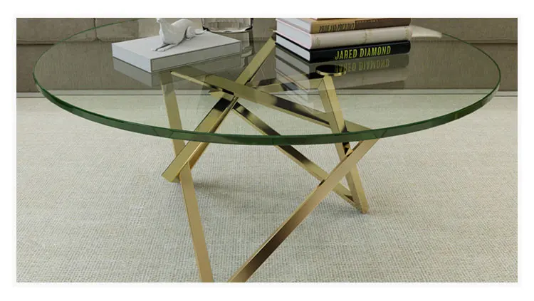 Dubai Office Golden Glass Top Stainless Steel Frame Metal Coffee Table ...