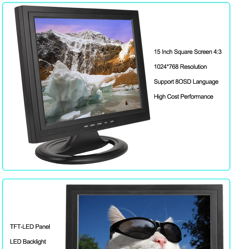 Square Screen 15 Zoll Tft Lcd Hdmied Pc Monitor 12 V Dc Eingang - Buy ...