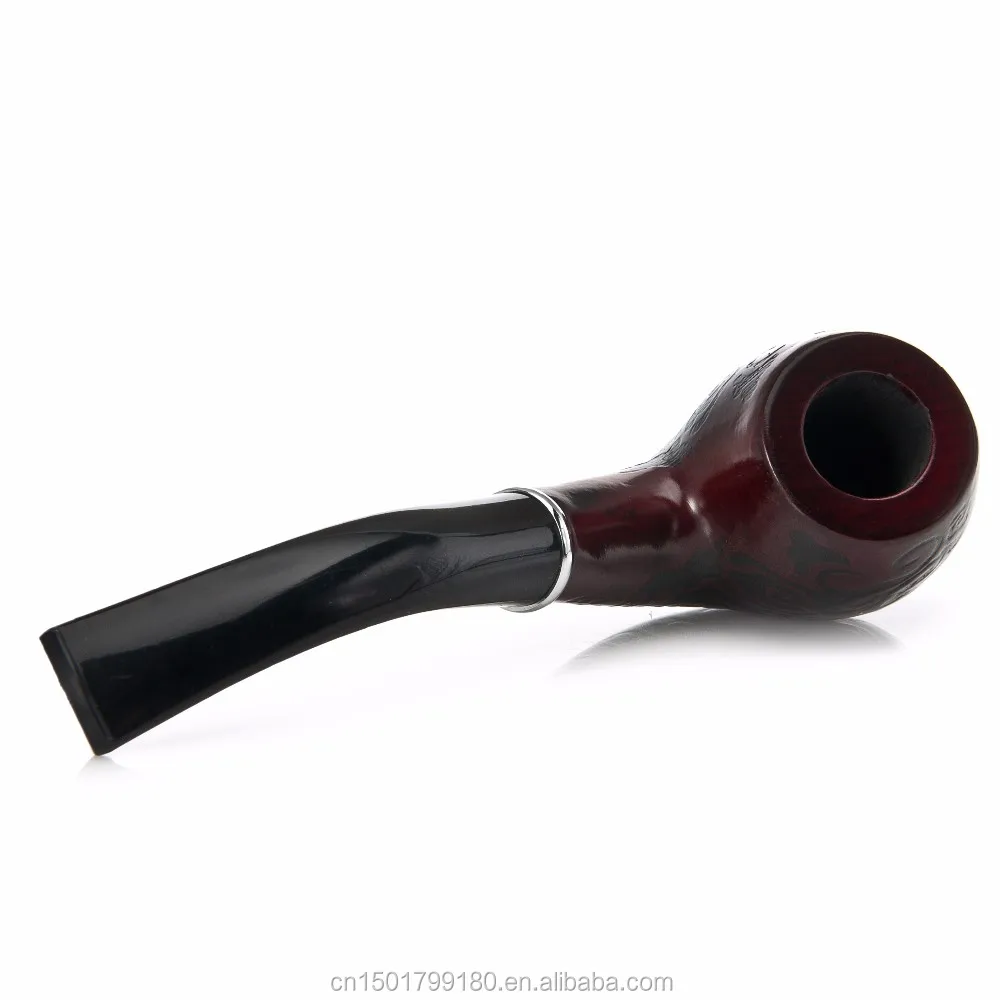 EKJ-705 Red Color Carved Flowers Wooden Smoking Pipes