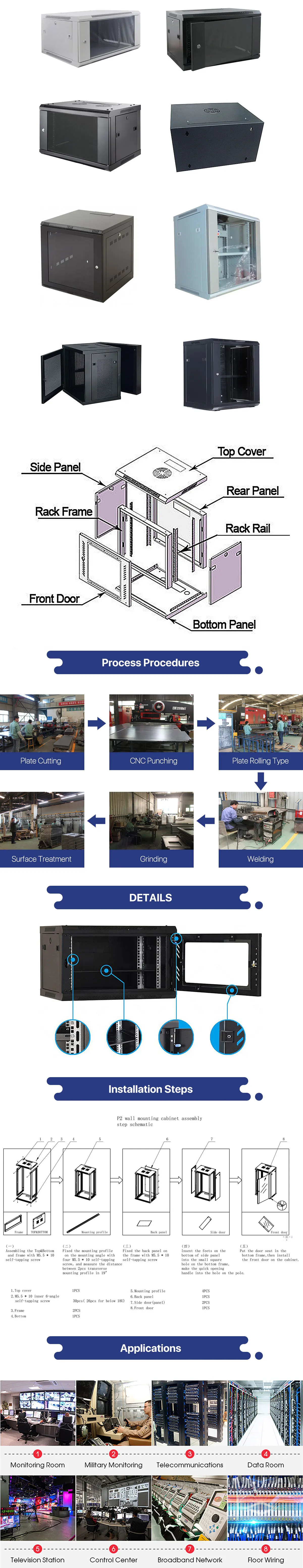 6u 12u Wall Mount Server Cabinet Network Rack Enclosure Quiet Cooling ...