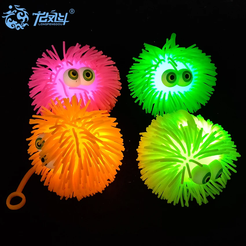 Cute Cartoon Long Hairy Eyeball Stress Puffer Ball. Glowing Flash Light ...