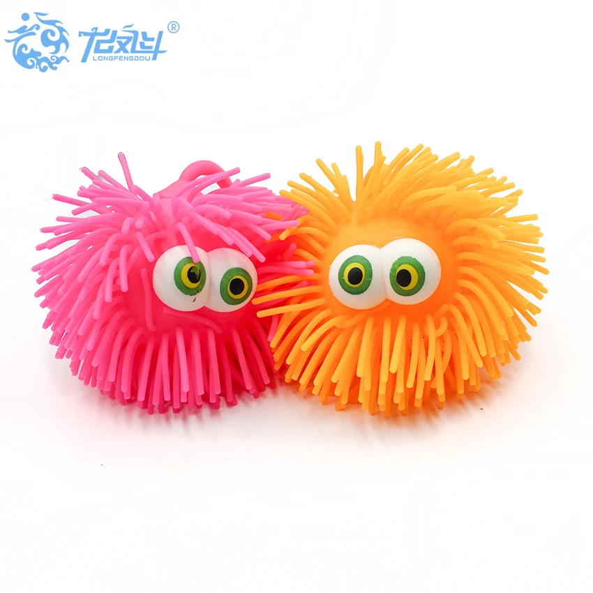 Cute Cartoon Long Hairy Eyeball Stress Puffer Ball. Glowing Flash Light ...