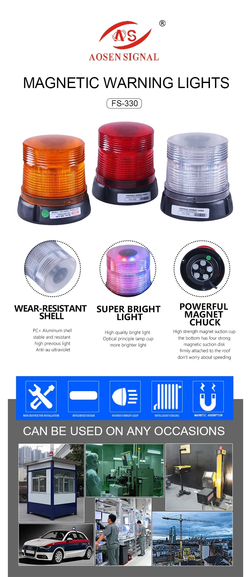 AS-350 Traffic Signal Strobe - Solar Power LED Warning Light