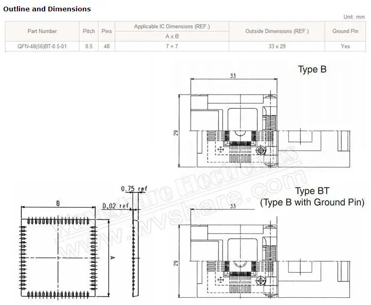 QFN48 MLP48 MLF48 QFN-48(56)BT-0.5-01 Enplas QFN 7x7 mm 0.5Pitch IC ...