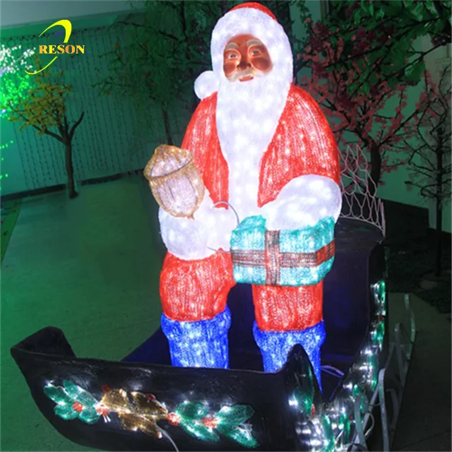 Outdoor Led Garden Lights Santa In Sleigh With Reindeers For Christmas ...