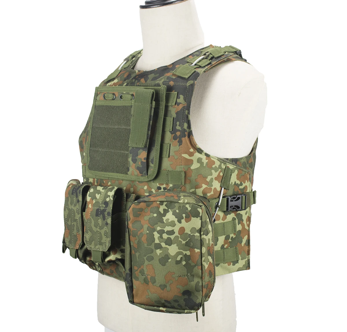 Tactical Flecktarn Camo Plate Carrier Vest with Mag Pouches