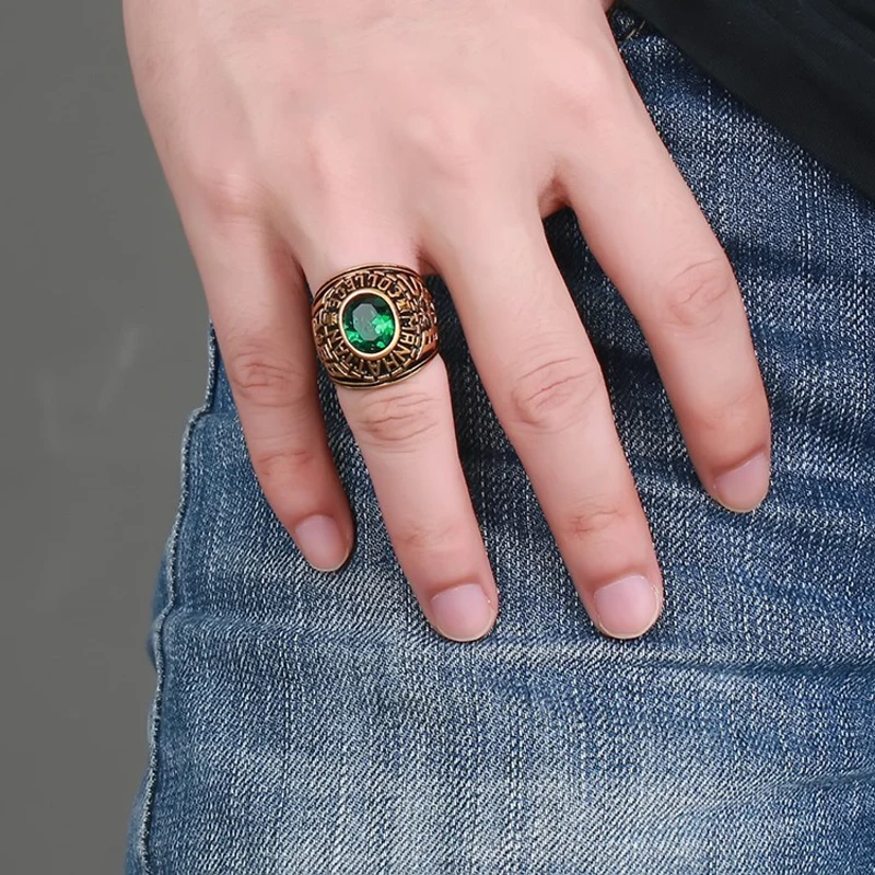 Ywmt 2019 Wholesale Vintage Saudi Arabia Emerald Gemstone Gold Ring For ...