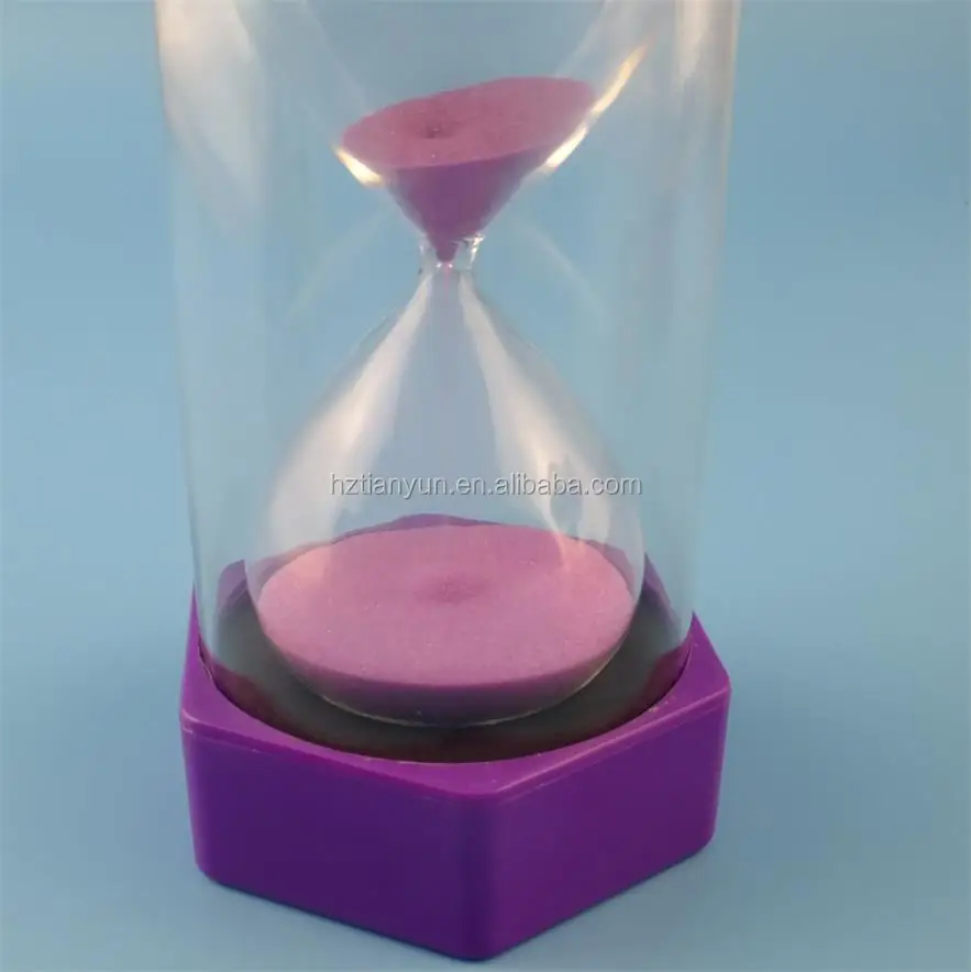 Customized 3min/5min Purple Hexagon Plastic Hourglass For Gift Sand ...