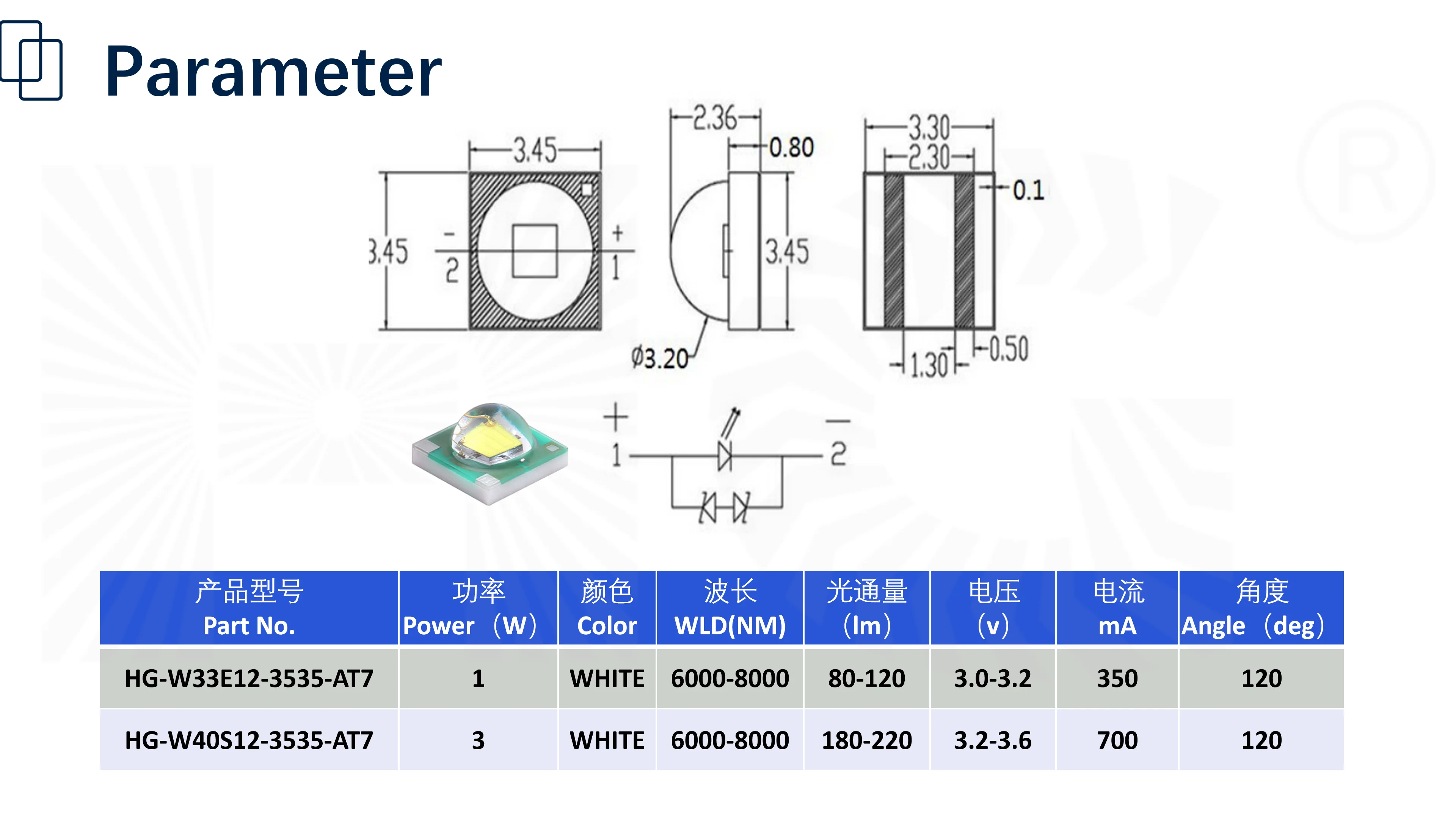 3535 White Smd Led 3w Ceramic Substrate Epistar Chip 40mil 180-220lm 3535 High Power Smd Led ...