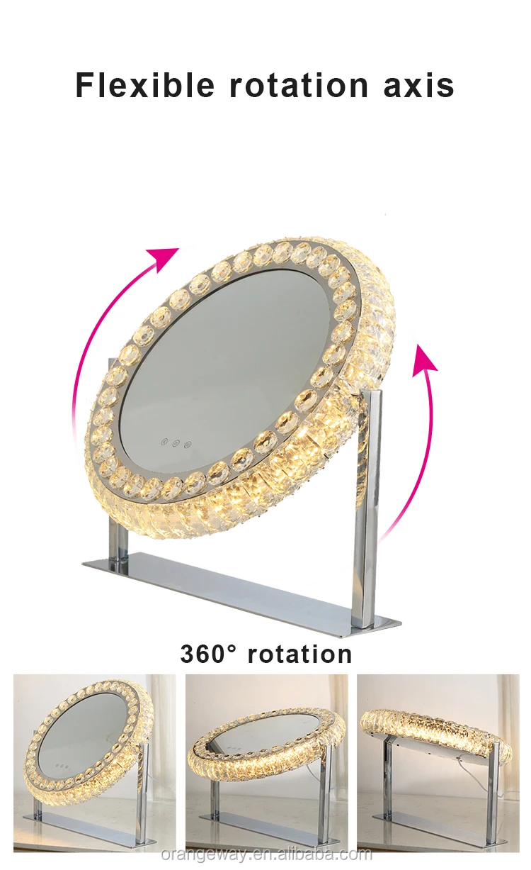 New Decorative Design Crystal Framed Diamond Mirror Cosmetic Led ...