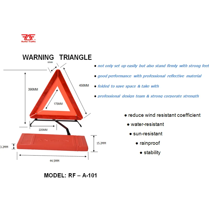 Roadside Warning Triangle For Emergency Safety Reflector Warning ...