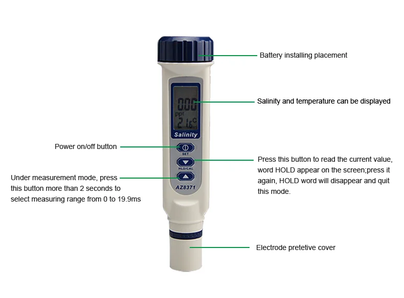 Az 8371 Salinity Meter Range 0.00~10.00ppt(nacl) Digital Display ...