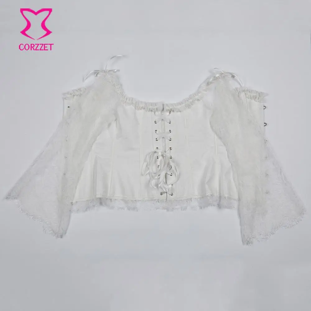 Corzzet Victorian White Ruffle Off Shoulder Lace Corsets And Bustiers