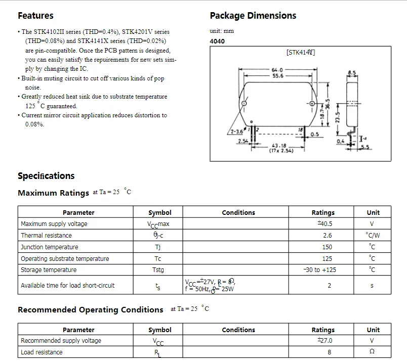 IC STK4141 - Original Power Amplifier for Audio Excellence