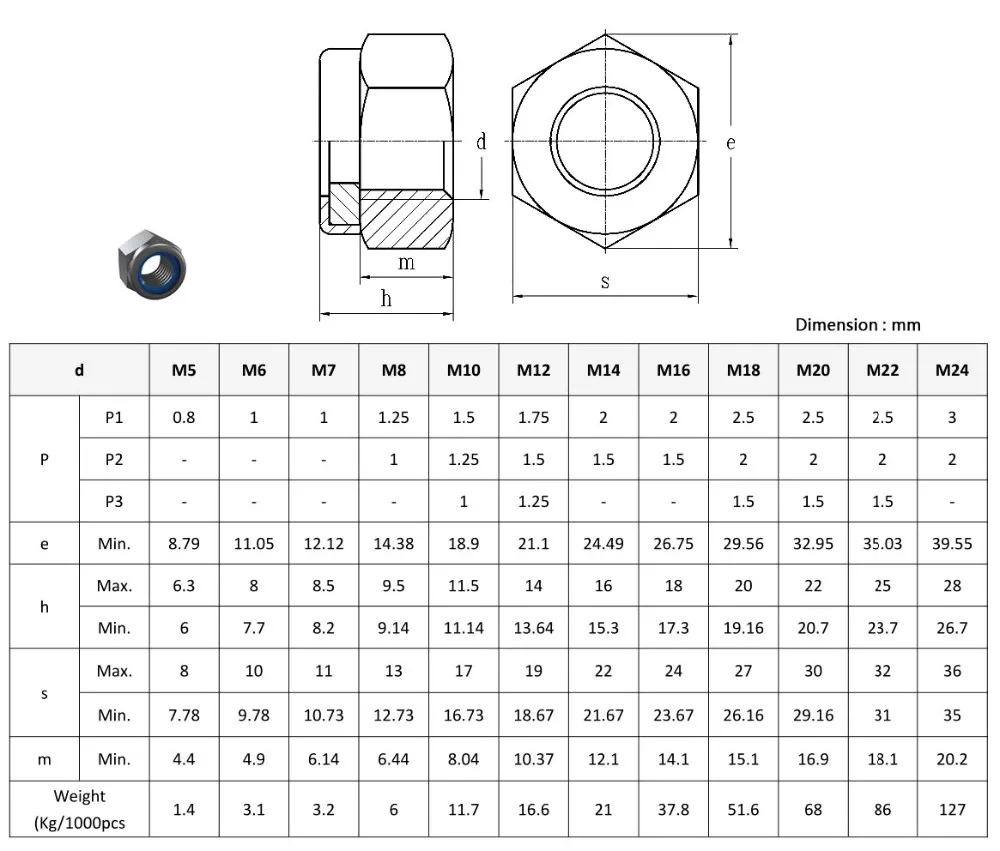 M4 - M24 Steel Galvanized Din 982 Nylock Nuts Hex Thick Lock Nuts With ...