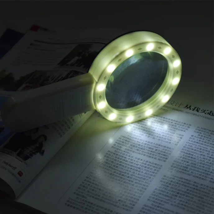 30X High Power Handheld Magnifying Glass with LED Light