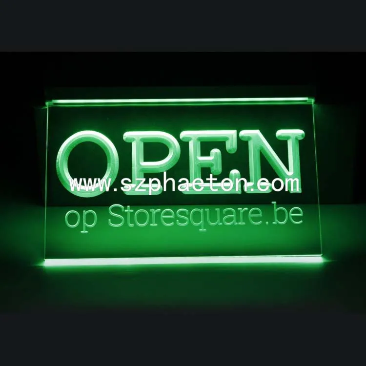 Battery Powered 24hours Electronic Lighted Led Open Sign Board For Shop ...