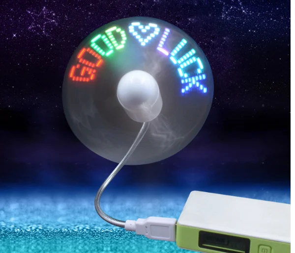 Programmable Usb Mini Led Message Fan With Customized Flashing Text ...