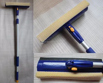 Double Use Microfiber Telescopic Window Squeegee Cleaner Brush Shower ...