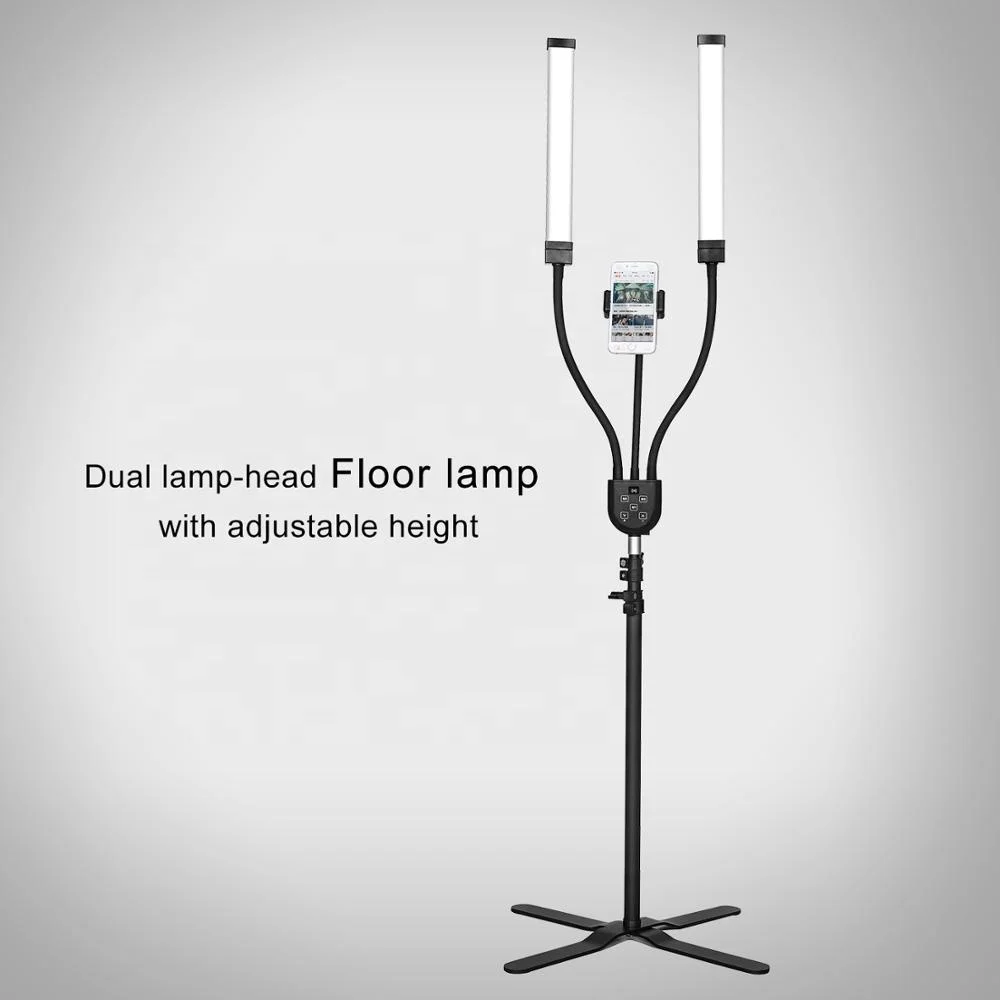 Remote Control Led Double Lamp Head Adjustable Floor Lamp For Beauty ...