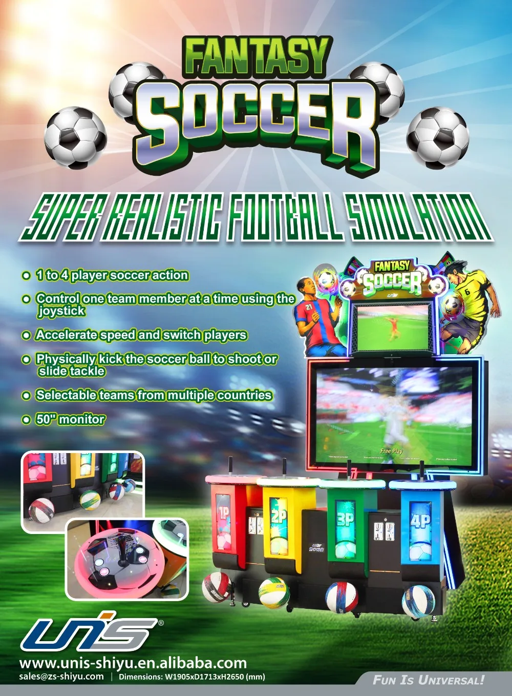 Unis Fantasy Soccer Arcade Game Football Game Machine Team Match - Buy ...