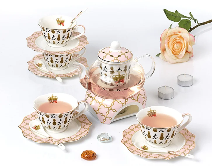 Hot Selling Tea Set With Glass Teapot With Warmer 15pcs Tea Set (4pcs ...