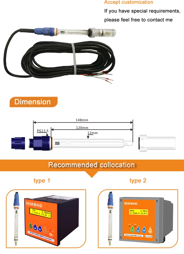 Online High Temperature Ph Glass Electrode Water Ph Sensor Meter - Buy ...