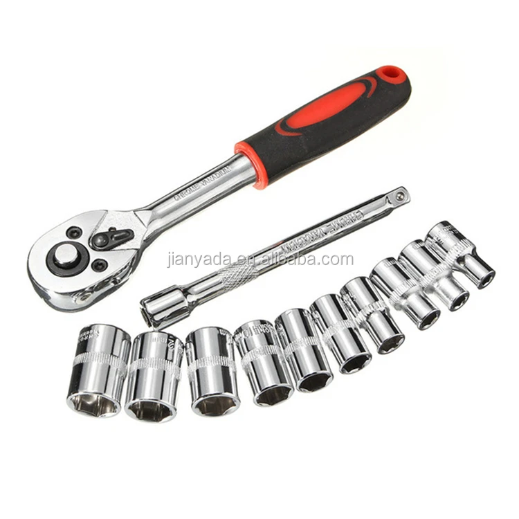 JYD Ratchet Wrench Set - 12pcs Chrome Alloy Tools for Car Repair