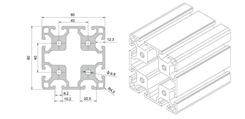 Industrial Frame Aluminium Profile 80x80 Industrial Aluminum Extrusion ...