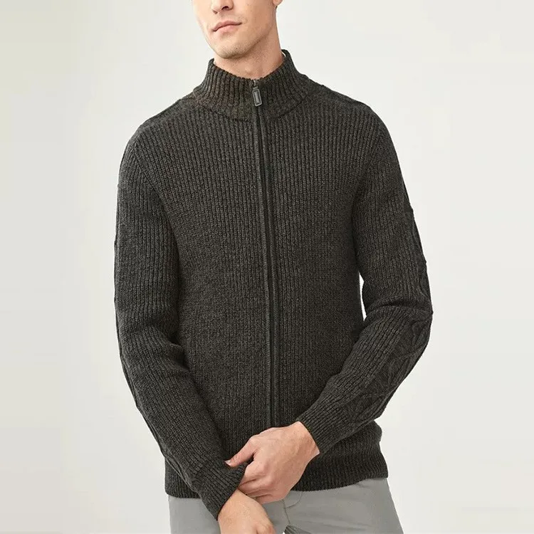Men's Thick Knit Full Zip Cardigan - Quick Dry & Anti-wrinkle