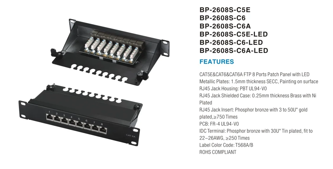 8 Port Patch Panel Cat5e Cat6 Cat6a Ftp Patch Panel 8 Ports Ftp Patch ...