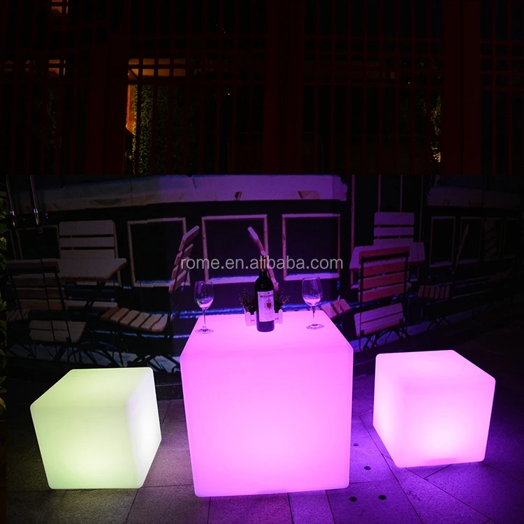 Glowing Cube Table and Chair Furniture Illuminated Led bar Cube Chair ...