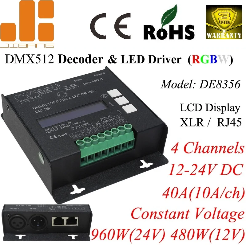 12V 24V 4ch RGBW DMX Decoder - High Precision Lighting Control