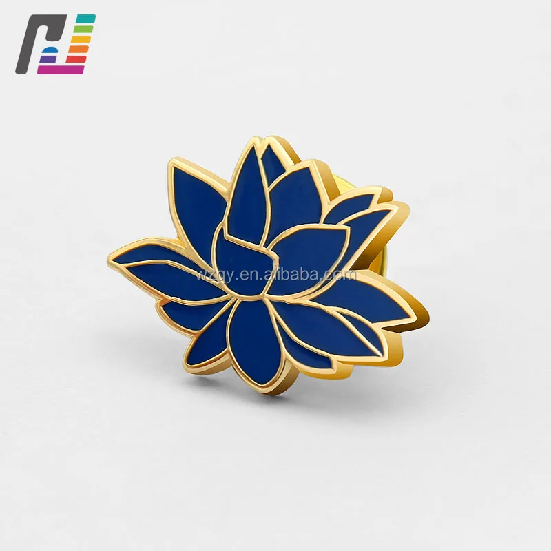 3d Lotus Shape Metal Badges Custom Flower Hard Enamel Lapel Pin Bagdes ...