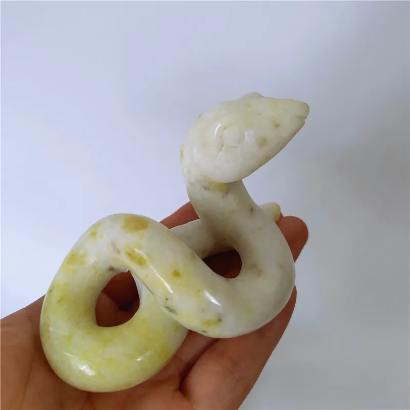 Handmade Carved Gemstone Natural Jade Snake Crystal Craft Healing ...